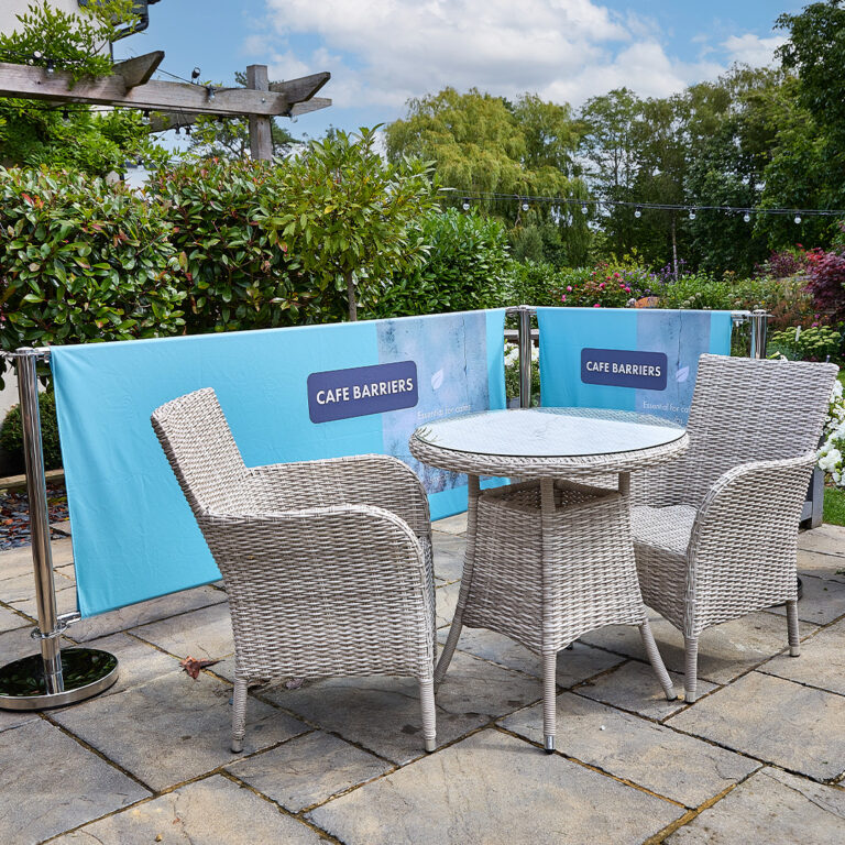 Chrome Café Barrier – Elegant, durable outdoor barrier solution